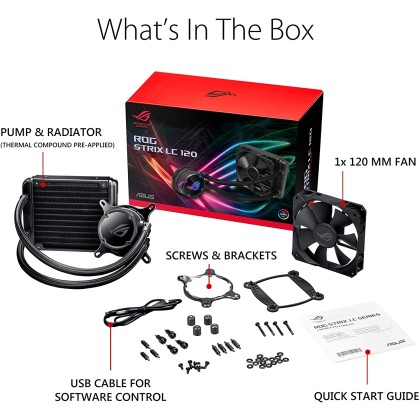 ASUS ROG Strix LC 120 RGB all-in-one liquid CPU cooler with Aura Sync ...