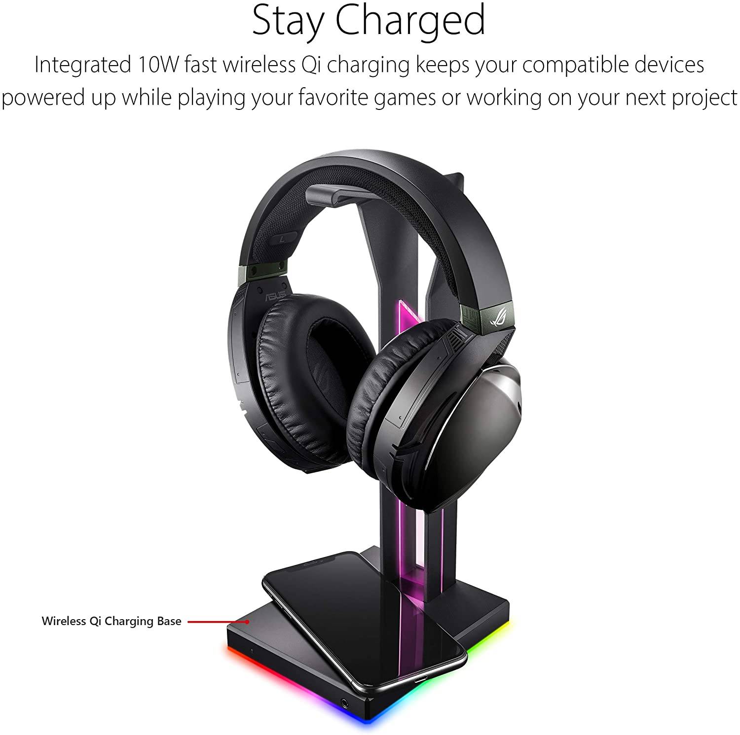 ASUS ROG THRONE QI (HEADSET STAND) with wireless charging, 7.1 surround ...