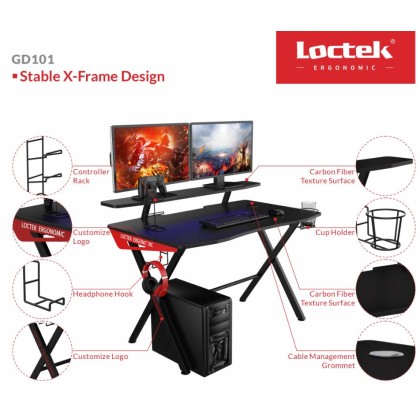 LOCTEK GD101 Stable X-Frame X-Leg Ergonomic Gaming Table Gaming ...