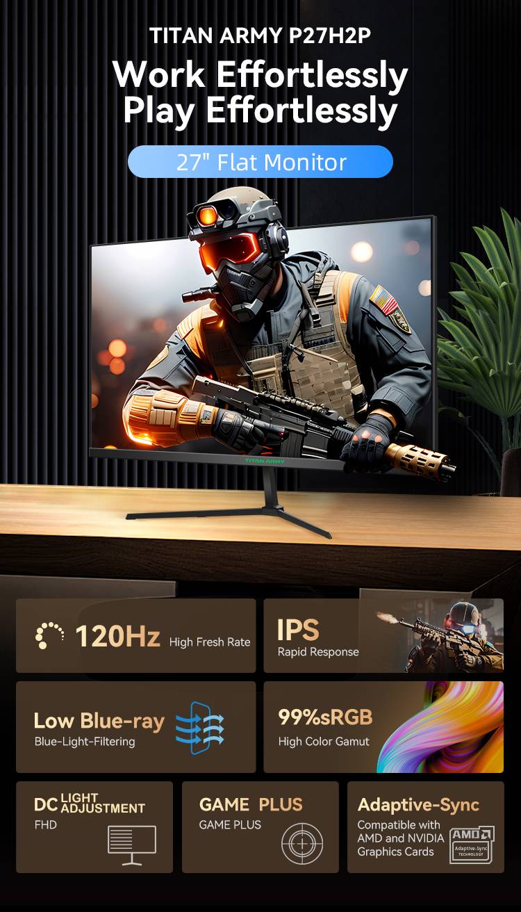 TITAN ARMY 27" IPS 120Hz FHD Gaming Monitor (P27H2P)