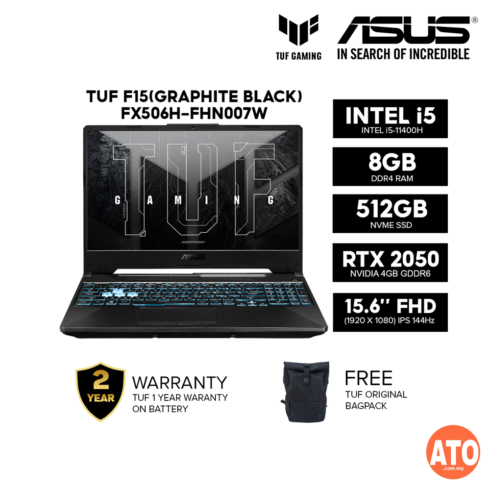 Asus TUF Gaming F15 FX506H-FHN007W 15.6'' FHD 144Hz Gaming Laptop (I5 ...
